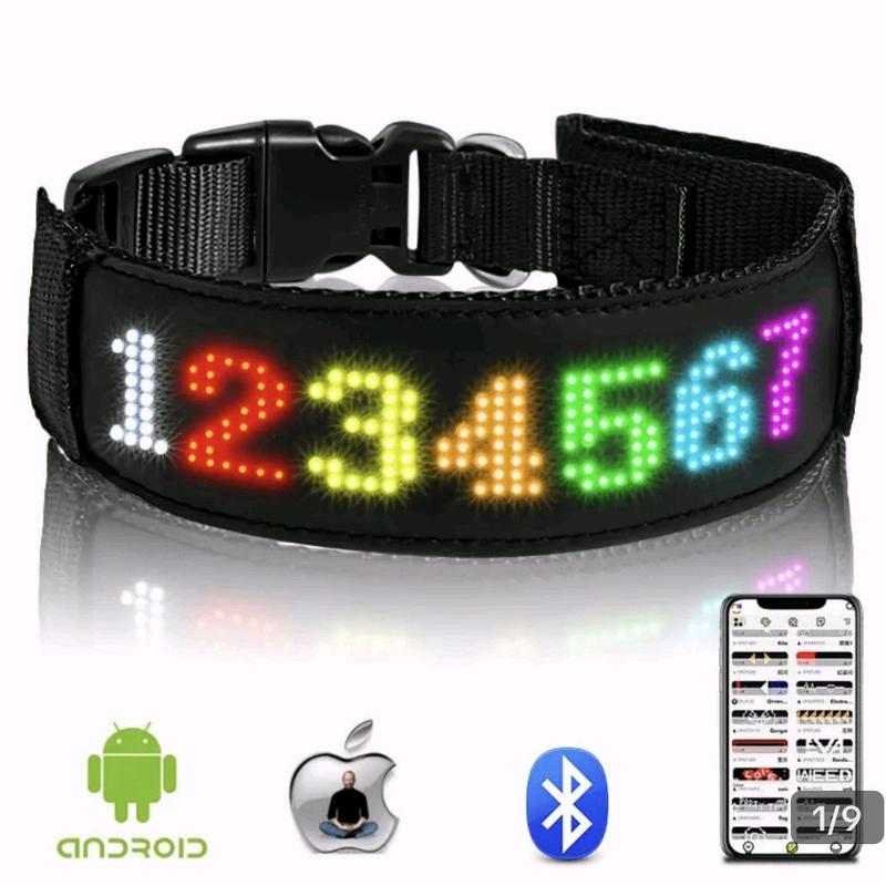 (SG) Ready Stock - Collar dog LED messgae display RGB full color.Text ...