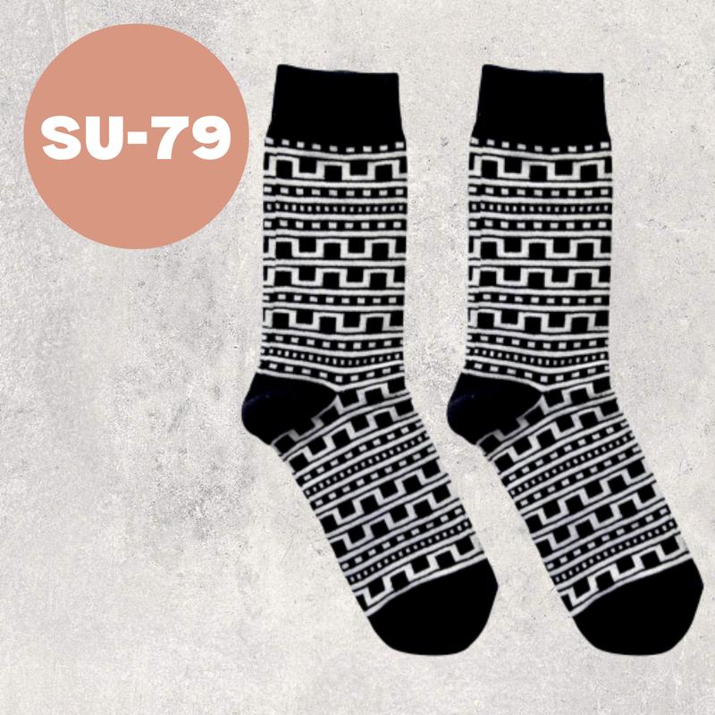 Black White Small Triangle Tribal Socks, Unique Traditional Pattern ...