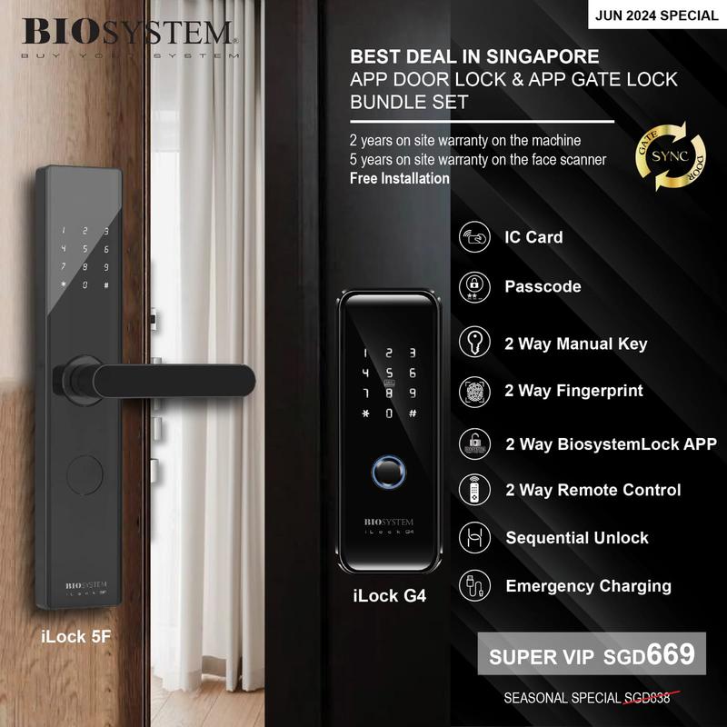 BIOSYSTEM - ILOCK 5F + ILOCK G4 - APP DOOR LOCK & APP GATE LOCK - TikTok Shop Singapore