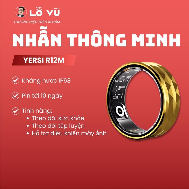 Nhẫn thông minh Smart Ring YERSI R12M, Kháng nước IP68, Pin tới ...