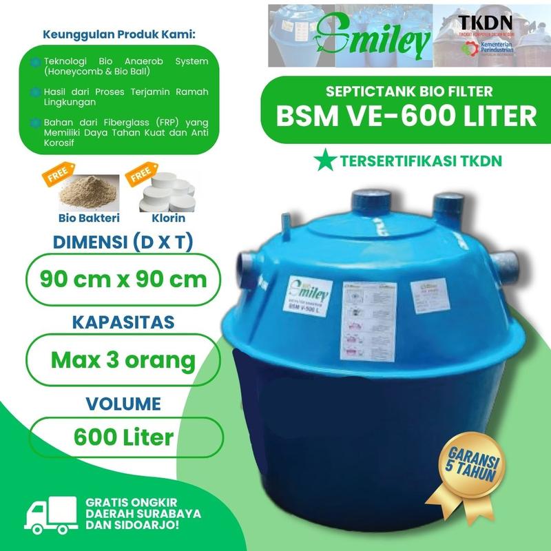 Bio Smiley Fiberindo Septictank Bio Filter BSM VE-600 Liter Kapasitas 1 ...
