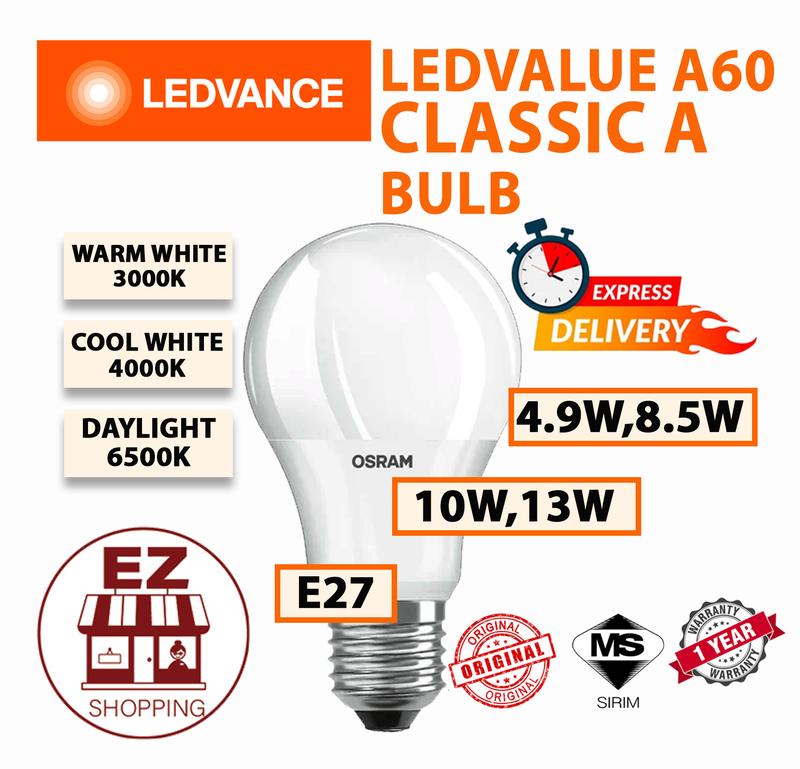 SIRIM LEDVANCE LED BULB E27 4.9W/8.5W/10W/13W A60 A70 ENERGY - TikTok ...