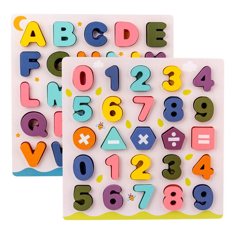 Wooden Alphabet ABC Number 123 Shape Learning Board - 3D Matching ...