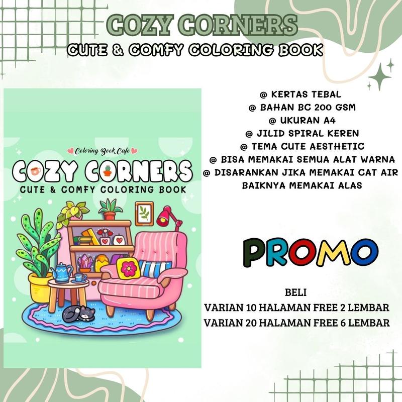 Cozy Corners Cute And Comfy Coloring Book Coco Wyo - Buku Mewarnai ...
