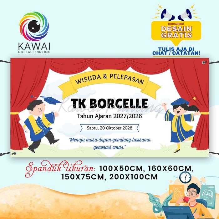 Jual Spanduk Banner MMT Wisuda Pelepasan Perpisahan Acara Sekolah Merah ...
