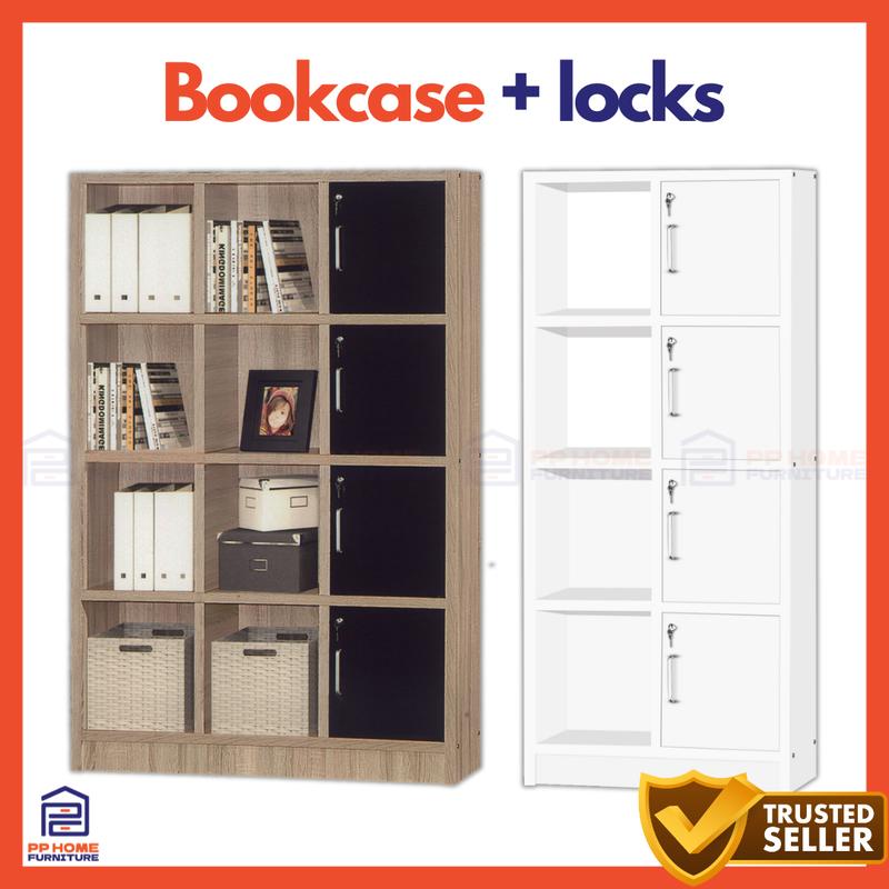 [NOVEMBER Sales]Bookshelf with lock, almari buku, H181x120x29.5cm(12 ...