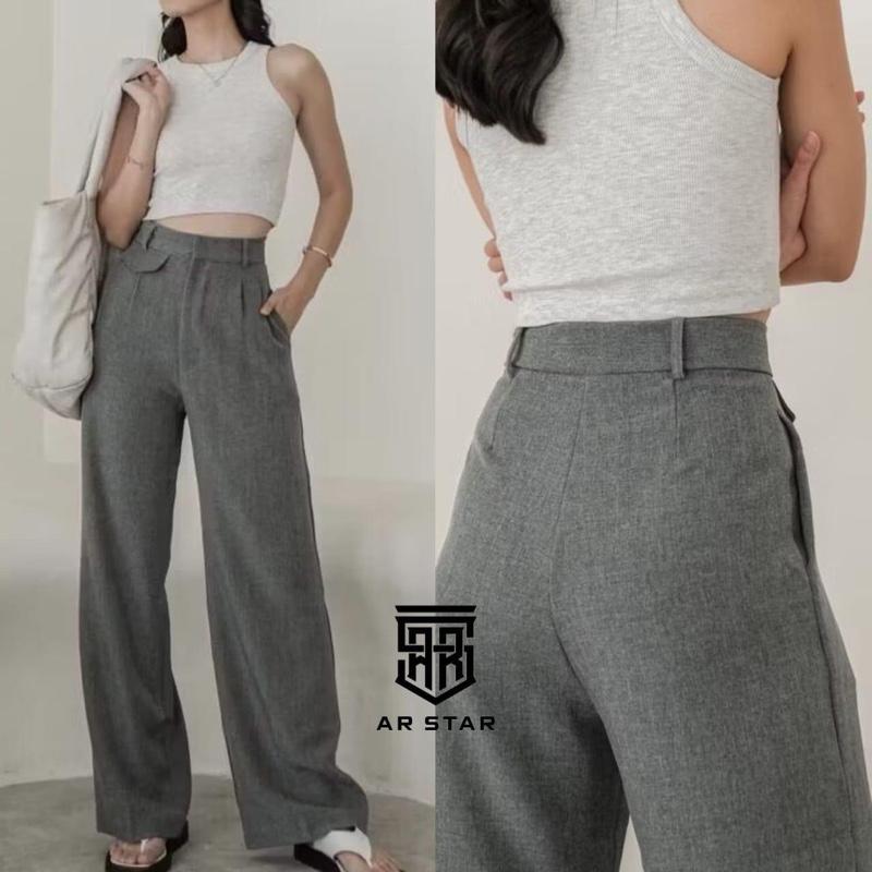 AR STAR - Oro Pants Highwaist Semi Wool - Celana Kerja Wanita Loose ...