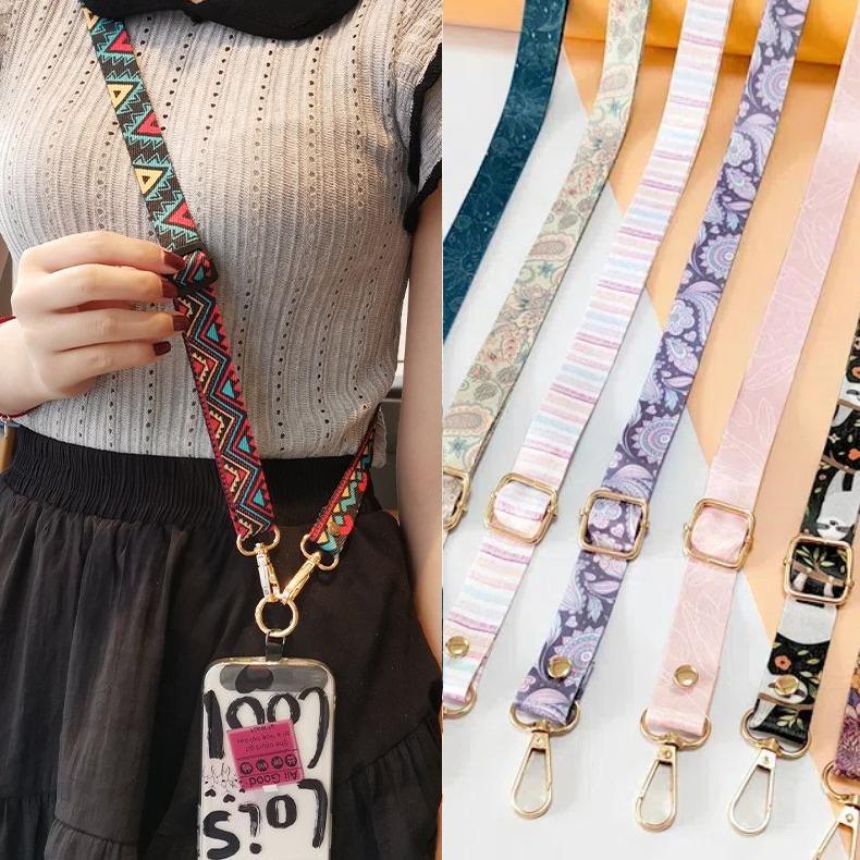 Mobile phone lanyard long slung retro pattern can be shoulder-width ...