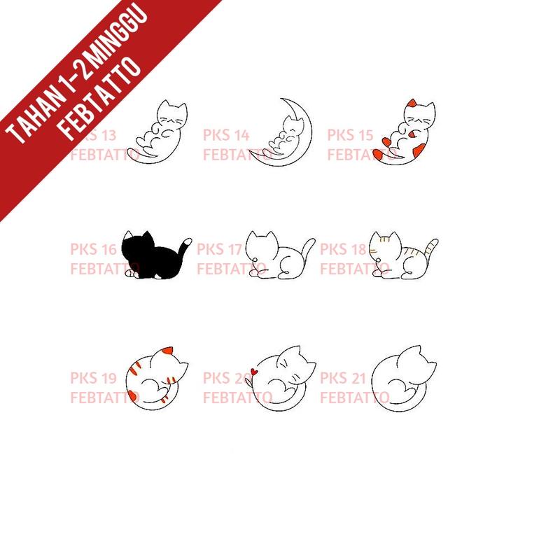 Tato Basic Tahan 5-7 Hari Tato Temporer tato kucing stiker Tatto - PKS ...
