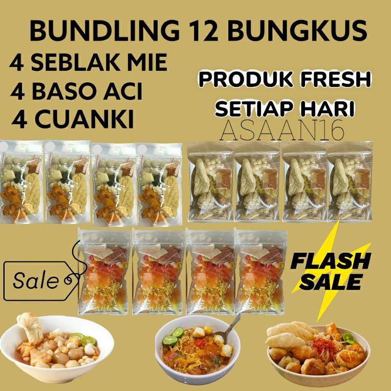 BUNDLING 12 [ 4 BUNGKUS SEBLAK INSTAN,4 BASO ACI,4 CUANKI INSTAN] Food ...