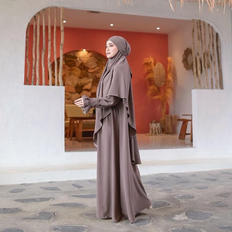 Bella Gamis Set Frenchkhimar Muslim All Size Crinkle Airflow - Shop ...