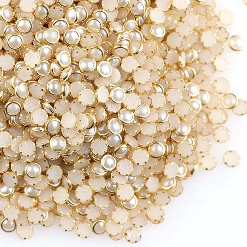 Hotfix Flatback Pearl Studs with Gold Rim | DIY Tudung, Nail - TikTok ...