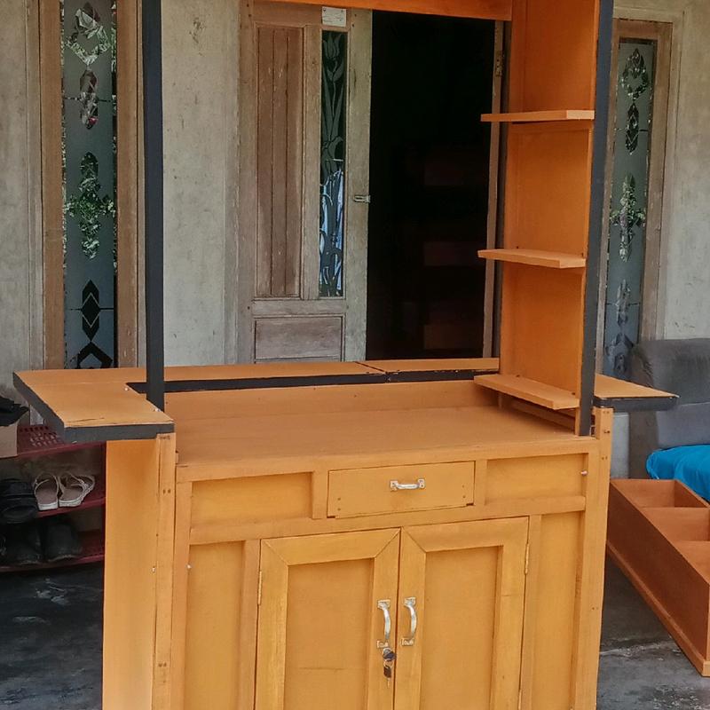 booth lipat portable 1 laci 2 pintu/ gerobak jualan/ booth minuman ...