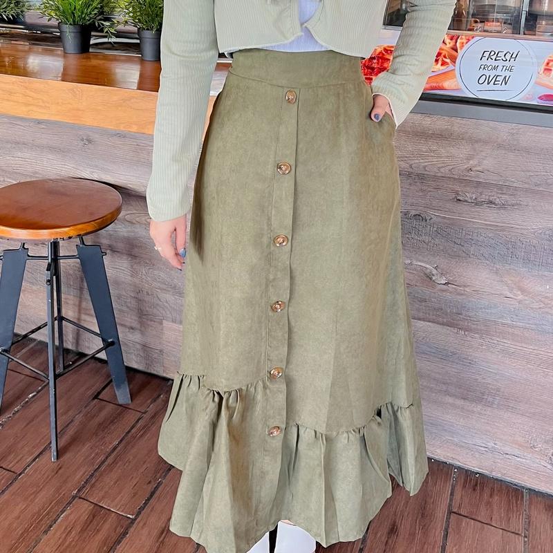 Rok Suede Kancing Rempel Bawah / Naura Maxi Skirt Suede (2101) - Shop ...