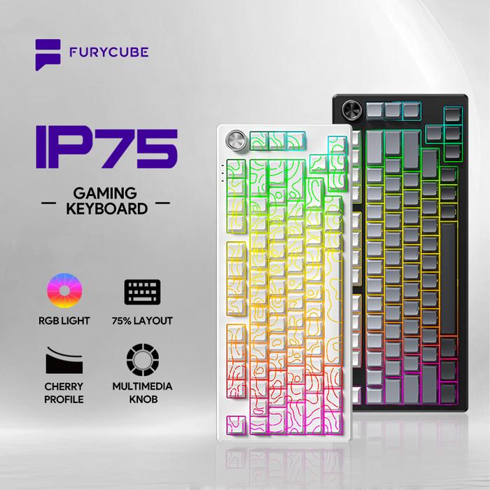 Promo FURYCUBE IP75 Knob Membrane Keyboard 75% Layout RGB Mechanical ...
