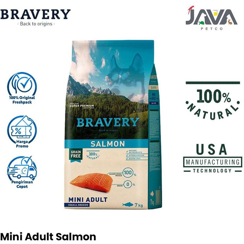 BRAVERY Dog Food Rasa Salmon Mini Adult 2kg - Makanan Anjing - Shop ...