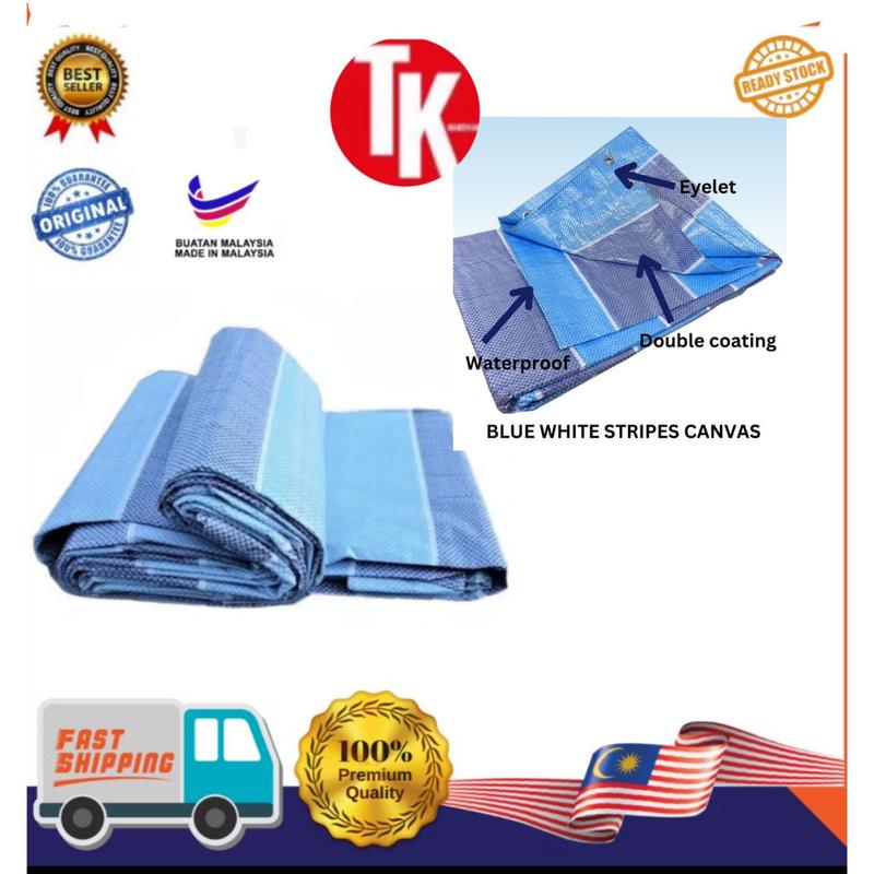 Canvas Biru Putih korean Tahan panas Waterproof - TikTok Shop Malaysia