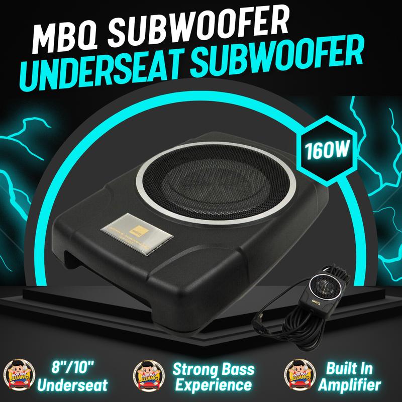 MBQ AW-10e 8"/10" Car UnderSeat Super Slim Active Subwoofer Automotive ...