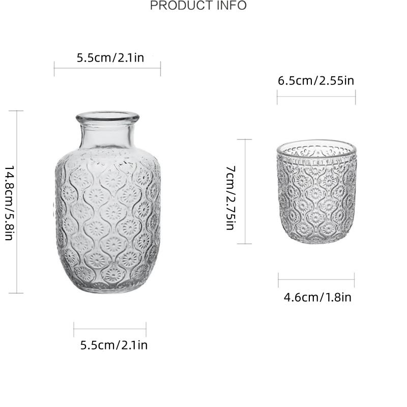 1 Count Embossed Glass Water Bottle Set, Glass Water Jug Juice Pitcher ...