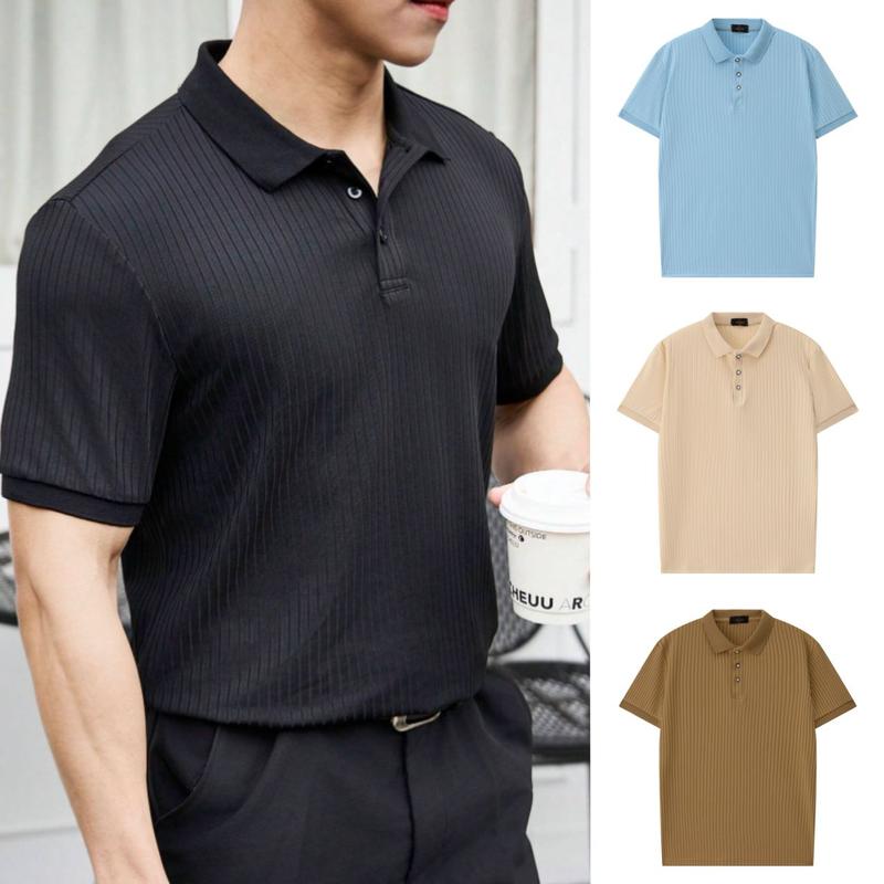 Kinwoo T602 Men's Slim Striped Short Sleeve Korean Fashion Polo ...