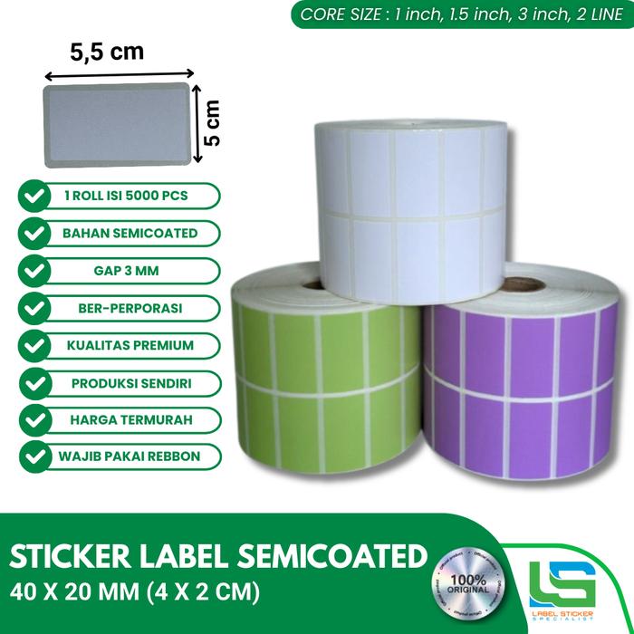 Jual LABEL BARCODE 40x20 mm SEMICOATED STIKER LABEL 40x20mm 5000 PCS ...