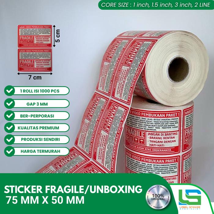 Jual STICKER FRAGILE/UNBOXING 75X50 MM - Jakarta Barat - Label Sticker ...