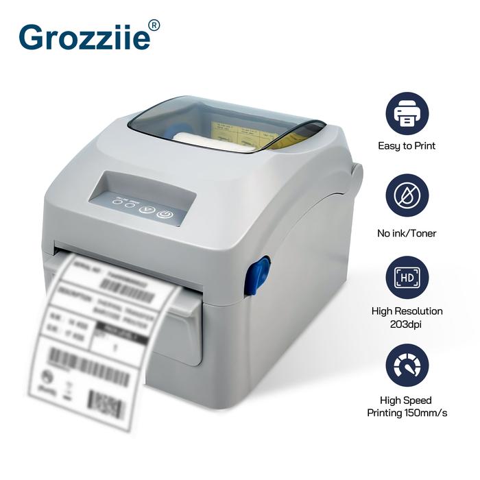 Promo Grozziie Printer Resi Thermal Bluetooth USB Label Barcode 4 Inch ...