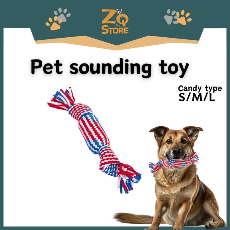 (ZQ Dreamscape)Pet sounding toy candy type cotton rope toy interactive ...