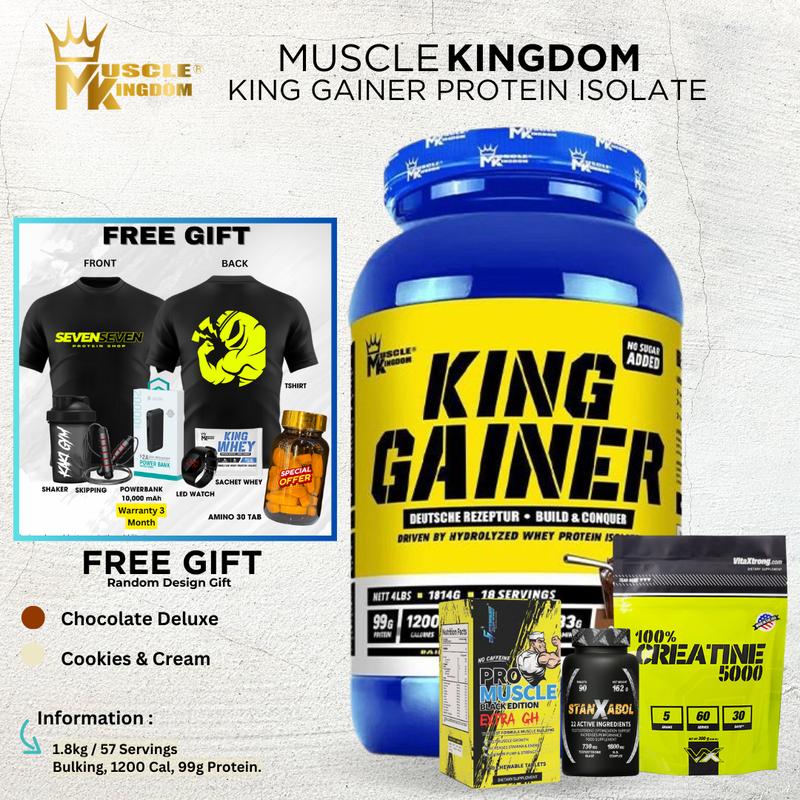 Muscle Kingdom King Gainer 1.8kg Combo With Promuscle, VX Creatine ...