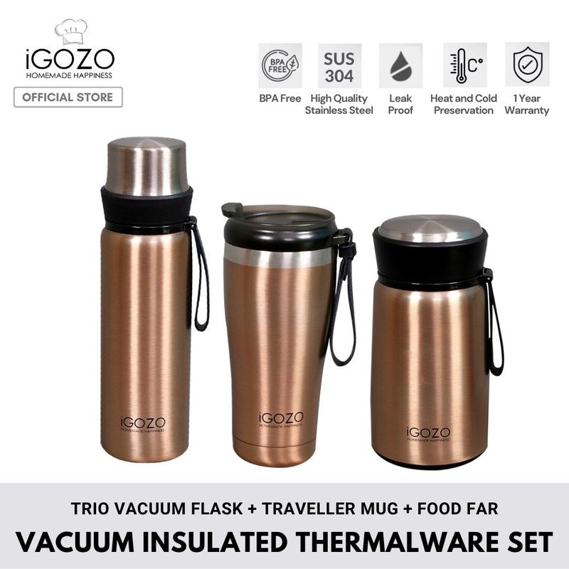 iGOZO Trio Vacuum Insulated Thermalware Set (800ml Food Jar - TikTok ...