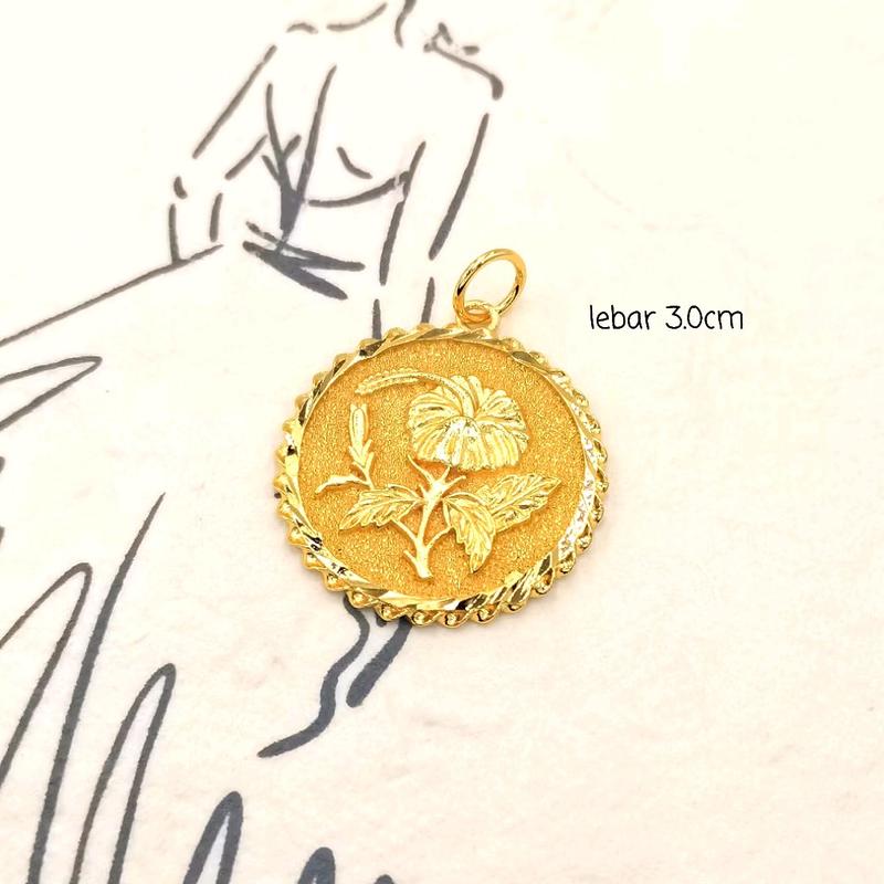 loket syiling bunga raya besar 3cm emas korea murah - TikTok Shop Malaysia
