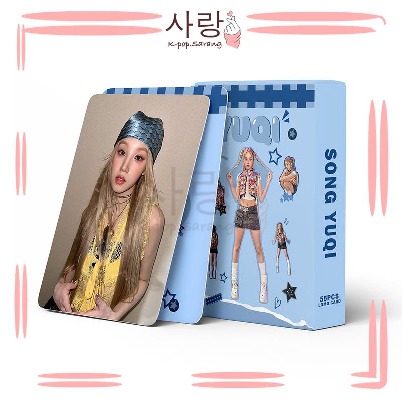 55pcs (G)I-dle Yuqi《YUQI》Blue LOMO Card Set Collection Kpop Soojin ...