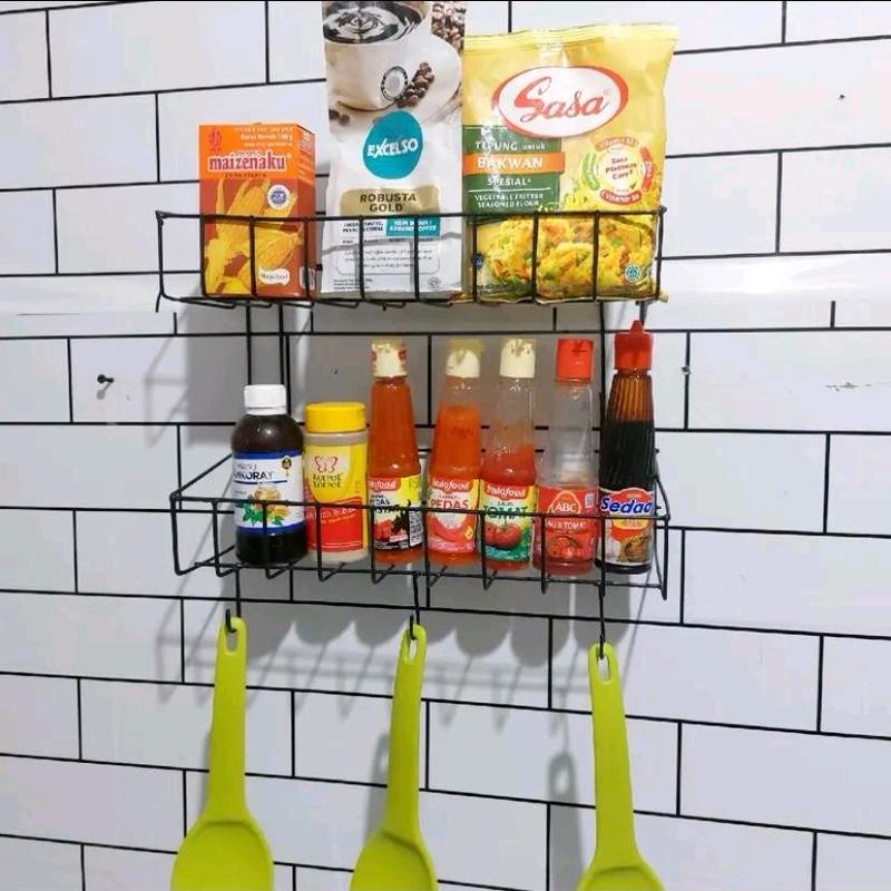 rak bumbu dapur susun 2 / rak bumbu gantung / rak serbaguna besi - Shop ...