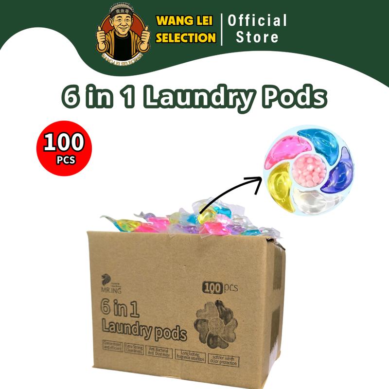 MR.ING 6 in 1 Laundry Pods Detergent Capsule Anti-bacterial [100 pods ...