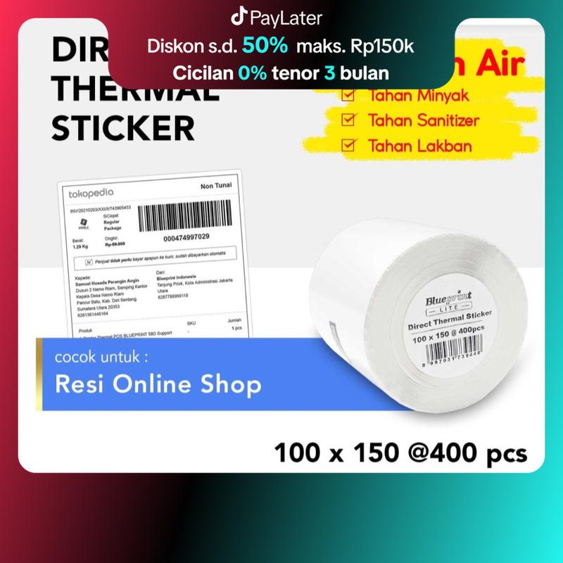 Kertas Thermal Stiker 100x150 BLUEPRINT Lite Label 100 x 150 - Shop ...