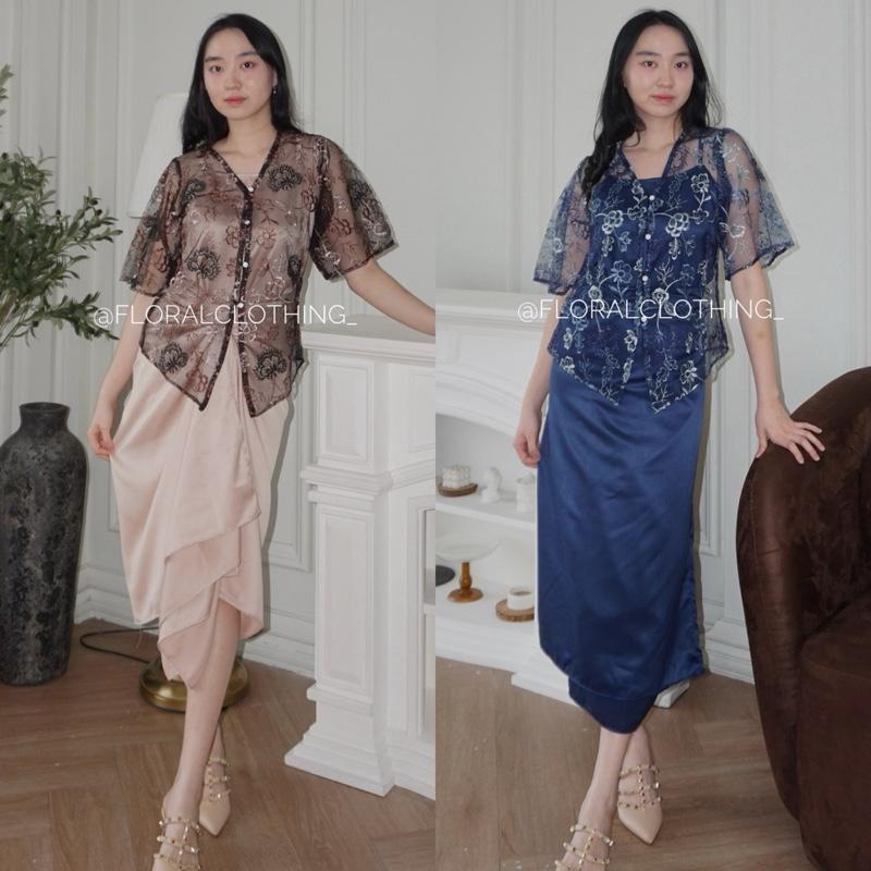 F368 One set dress lilit / dress inner outter / dress kondangan pesta ...
