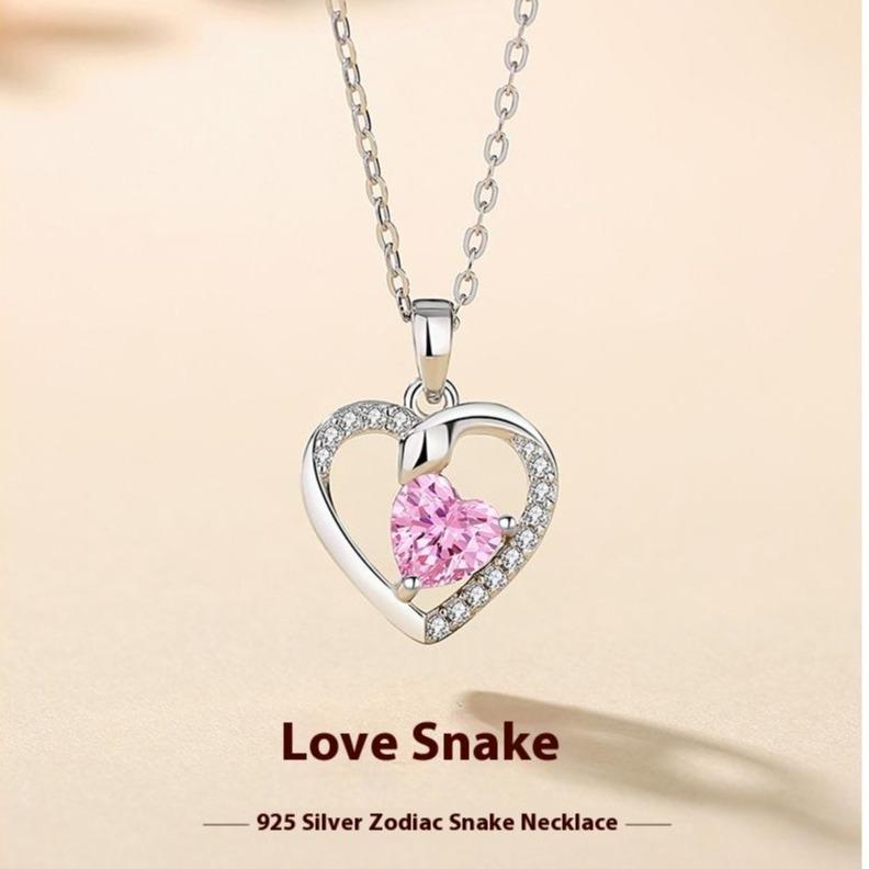 Love Heart Snake Necklace Women S925 Sterling Silver Niche Design ...