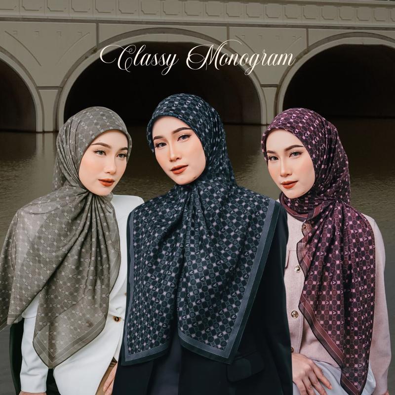 Asyalliee Classy Monogram Edition Tudung Bawal Printed - TikTok Shop ...