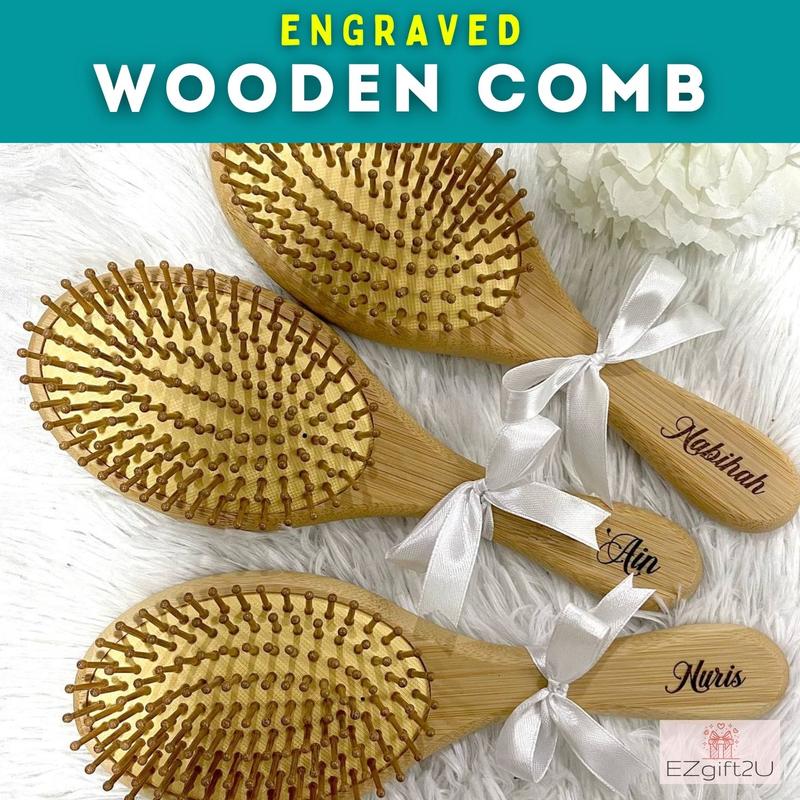ENGRAVED COMB | Customized Name Laser Oval Scalp Wooden Hair - TikTok ...