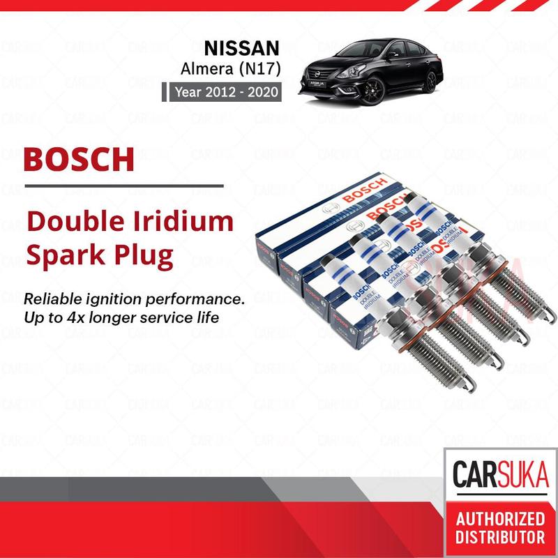 Bosch Double Iridium Spark Plug for Nissan Almera N17 (4 Pcs/Set ...