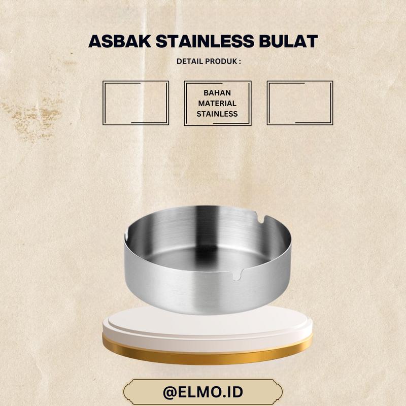 Asbak Stainless Bulat / Tempat Ashtray Silver Anti Karat - Shop | Tokopedia