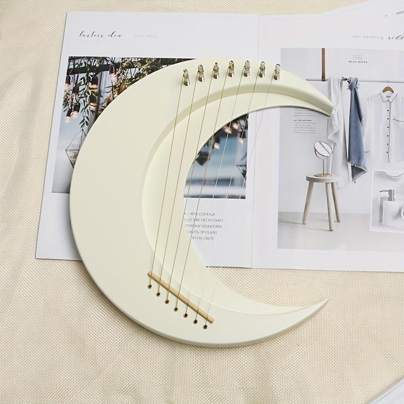 7 Strings Moon Lyre Harp Mahogany Solid Wooden Portable Musical ...