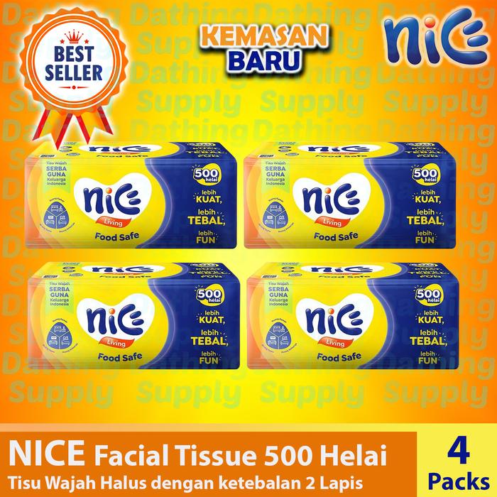Promo ( PAKET 4 Pack ) Tissue NICE Facial Soft Pack 500 Helai Per ...