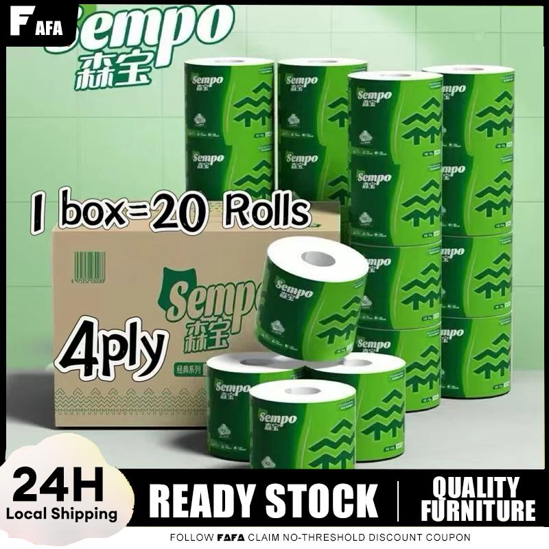 TISSUE PAPER ROLL Sempo Toilet Roll 4ply (1 box = 20 Rolls) Can ...