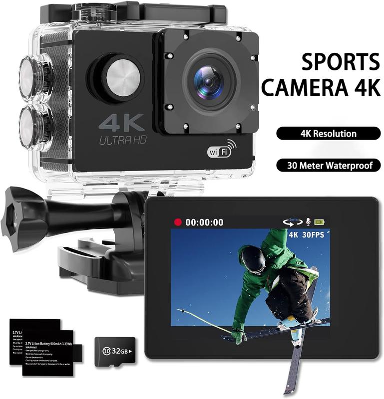 4K sports camera, 20MP, 40m, 170 ° wide angle, WiFi, waterproof ...