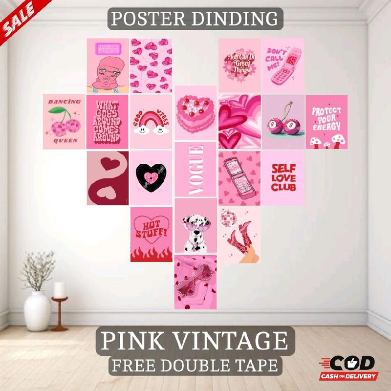 Poster Dinding Pink Vintage Isi 50 Pcs | Pajangan Ruangan Murah ...