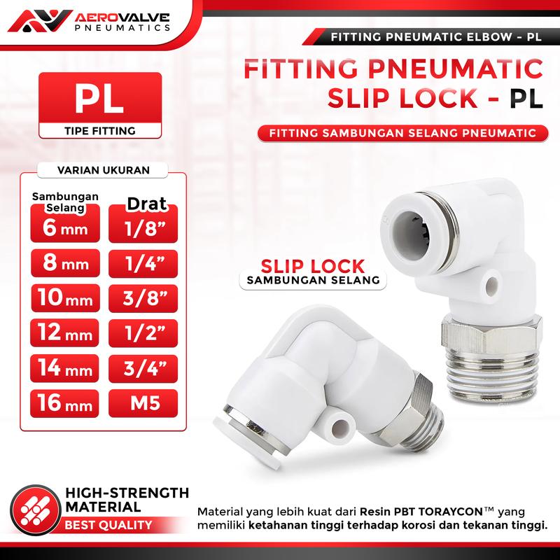 PL Fitting Elbow Male Pneumatic Slip Lock Drat Luar Type MPL - Shop ...