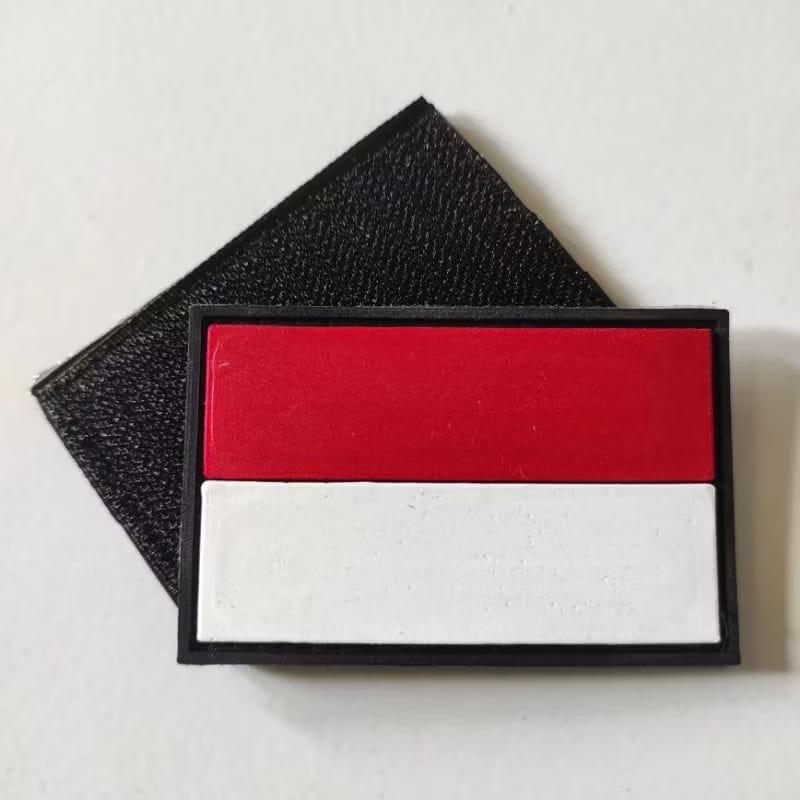 Patch Rubber Logo Bendera Indonesia Merah Putih - Tempelan Emblem Karet ...