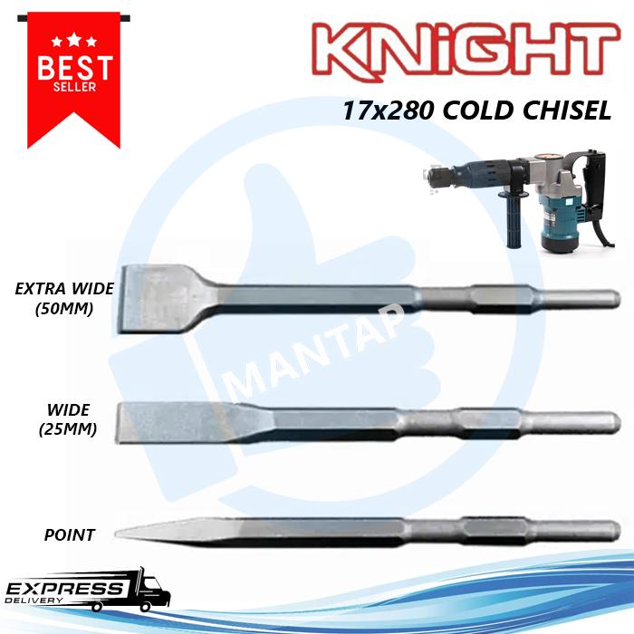 (POINT/FLAT) KNIGHT 17x280 BULL POINT CHISEL FOR DEMOLITION HAMMER ...