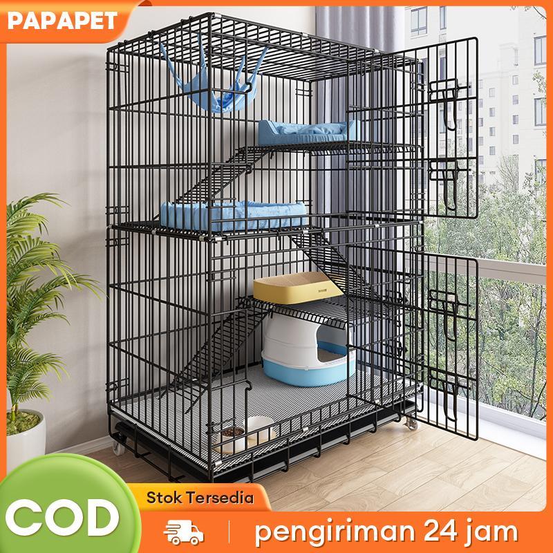 【11.11】PAPAPET Vila Kucing Multi-Lantai Besi Hitam - Ventilasi Canggih ...